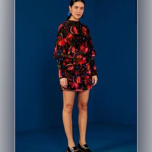 FARM Rio | Dresses | Nwt Farm Rio Black Banana Sky Velvet Mini Dress ...